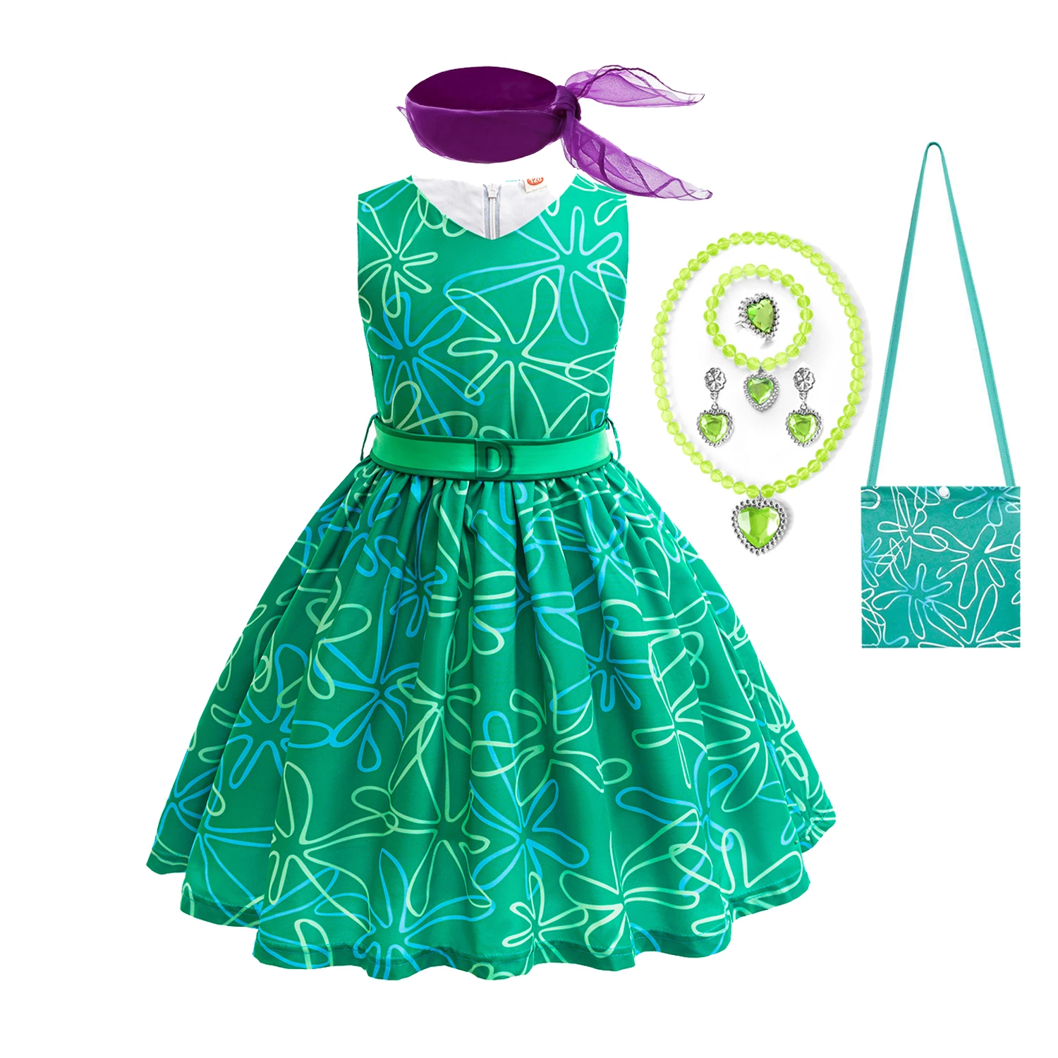 Girls Inside Out Disgust Cosplay Costumes Birthday Party Dress Up ...