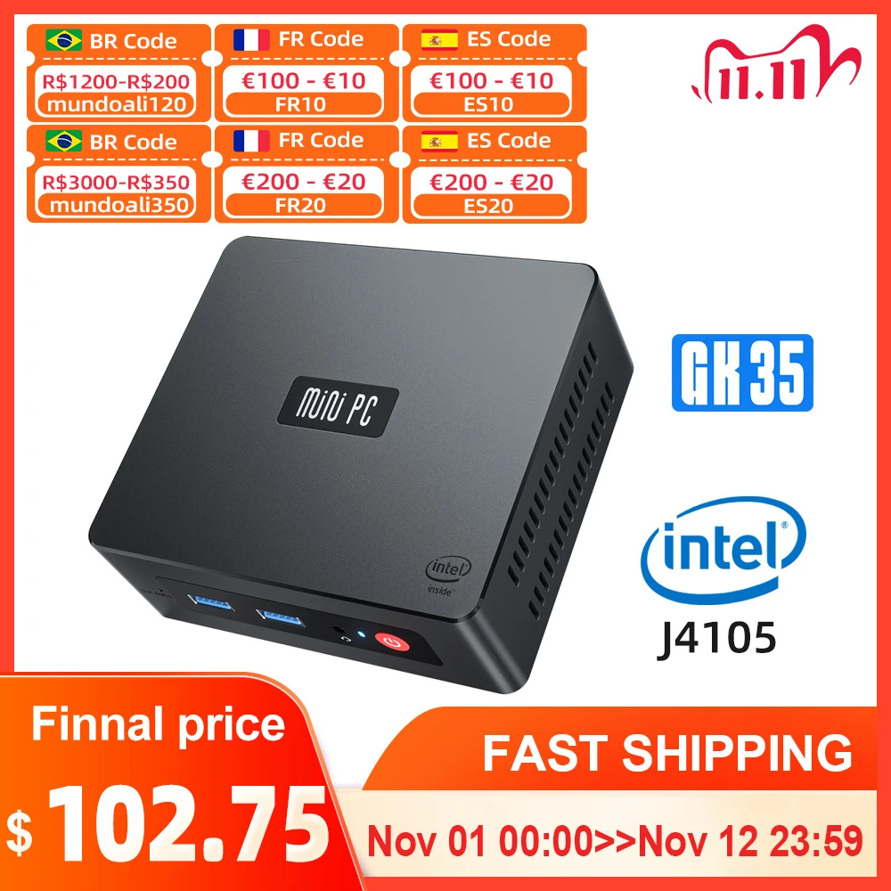 Beelink gk35 windows 10 mini pc intel apollo lago celeron j4205 j4105 ...