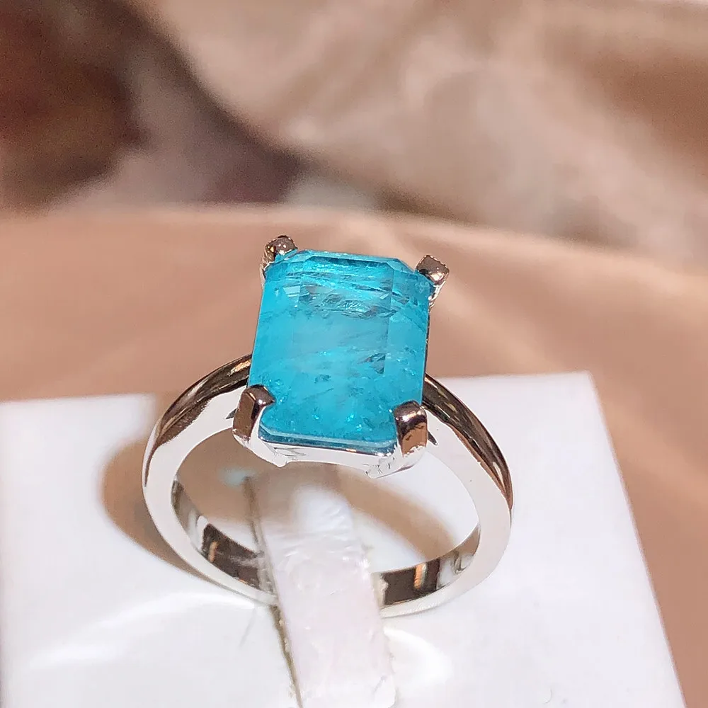 Exquisite Women's for Ring Square Paraiba Blue Jewelry Ring Fashion ...