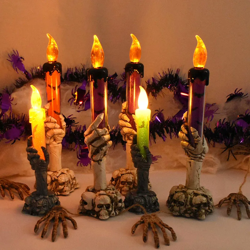 Halloween-LED-Ghost-Skeleton-Holding-Candle-Light-lamp-Haunted-House ...