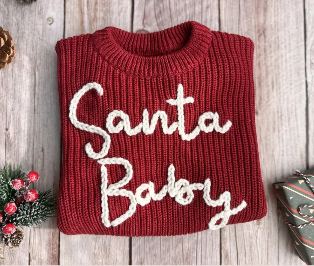 Hand-Embroidered-Christmas-Santa-Baby-Sweater-Personalised-Baby-s-First ...