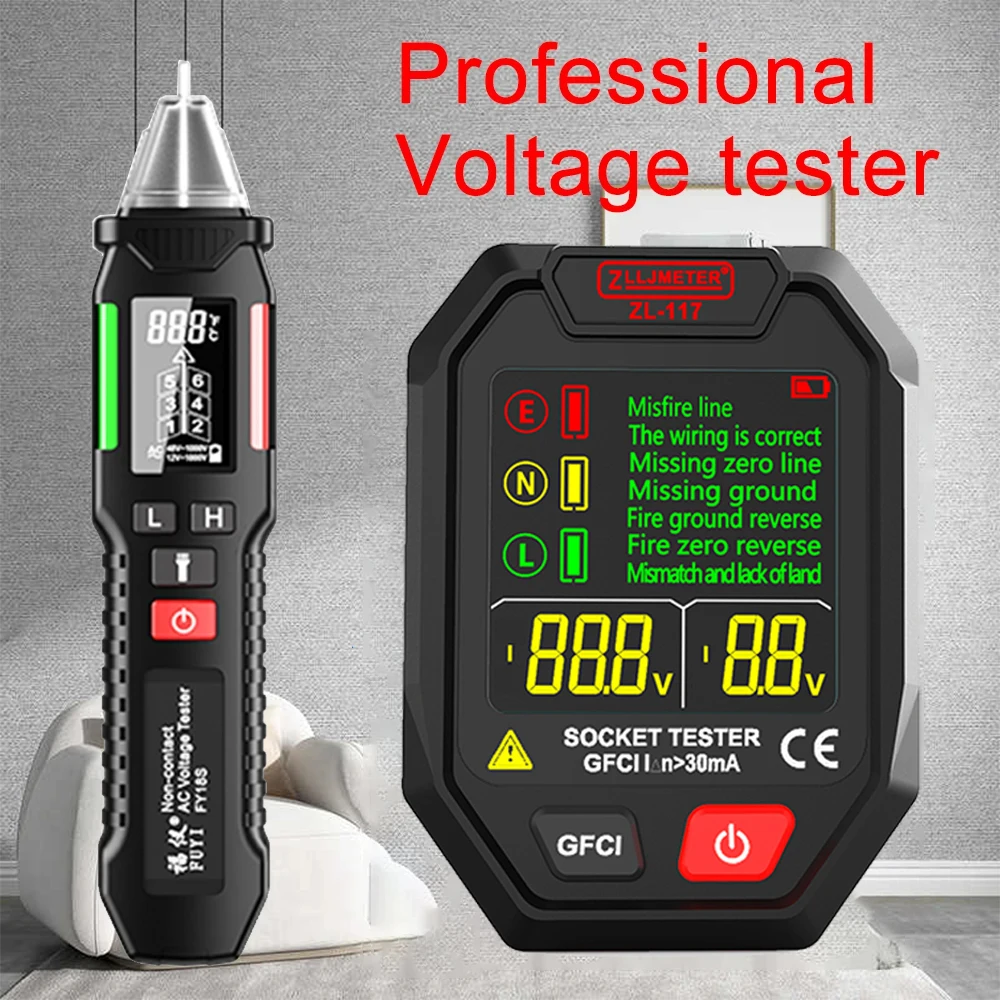 Professional-Voltage-Detector-Indicator-12-1000V-Non-Contact-Wall-Check ...