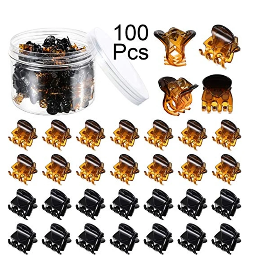 50/100pcs 1.5cm/1cm Black/brown/transparent Mini Hair Claw Clips ...