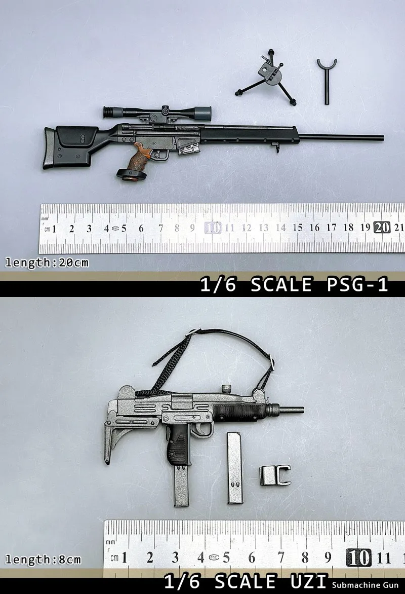 1-6-Scale-Soldier-Model-Accessories-UZI-Submachine-Gun-PSG-1-Sniper ...