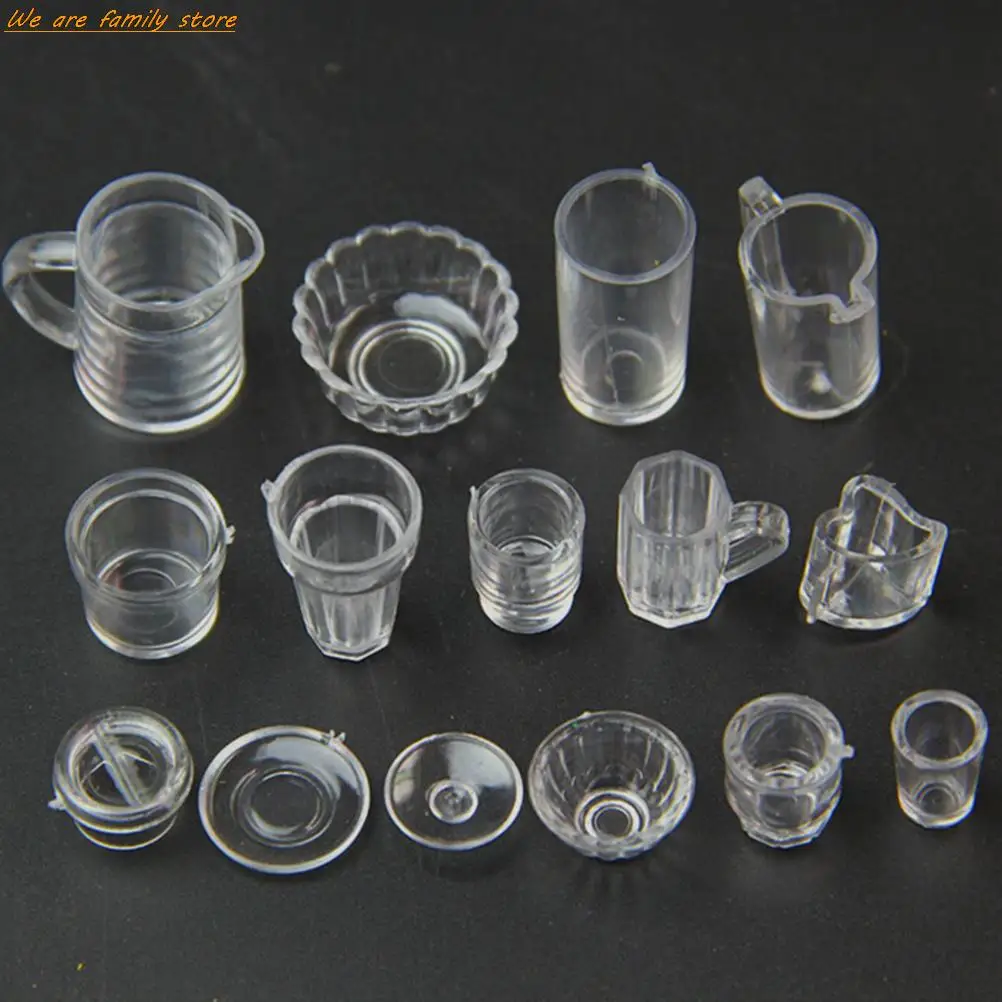 15Pcs-set-Mini-Dollhouse-Cup-Set-Plastic-Tableware-Drink-Wine-Bottles ...
