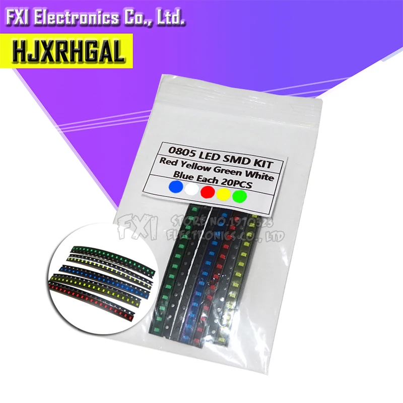 100PCS=5 colors x 20pcs 1210 1206 0805 0603 LED Diode Assortment SMD ...