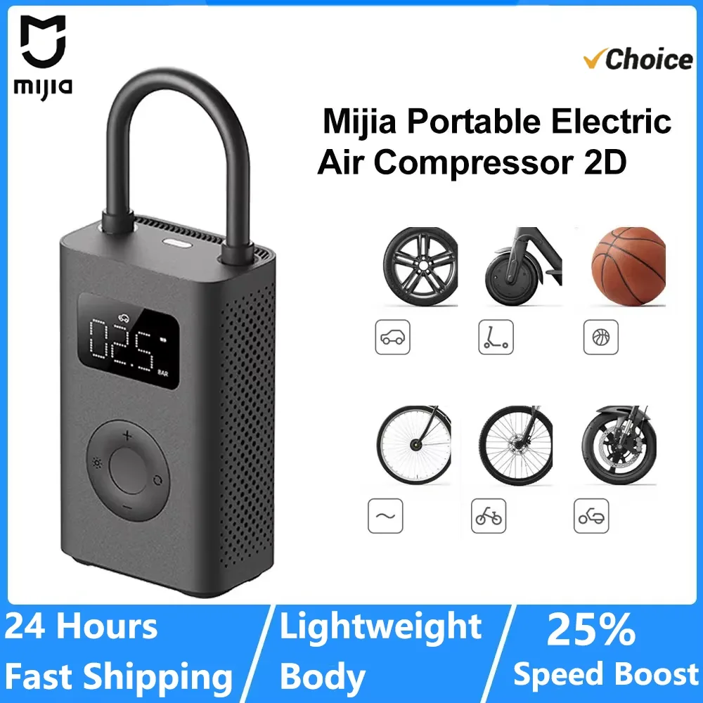 New MIJIA Air Pump 2D 25%Speed Boost Mini Portable Electric Air ...