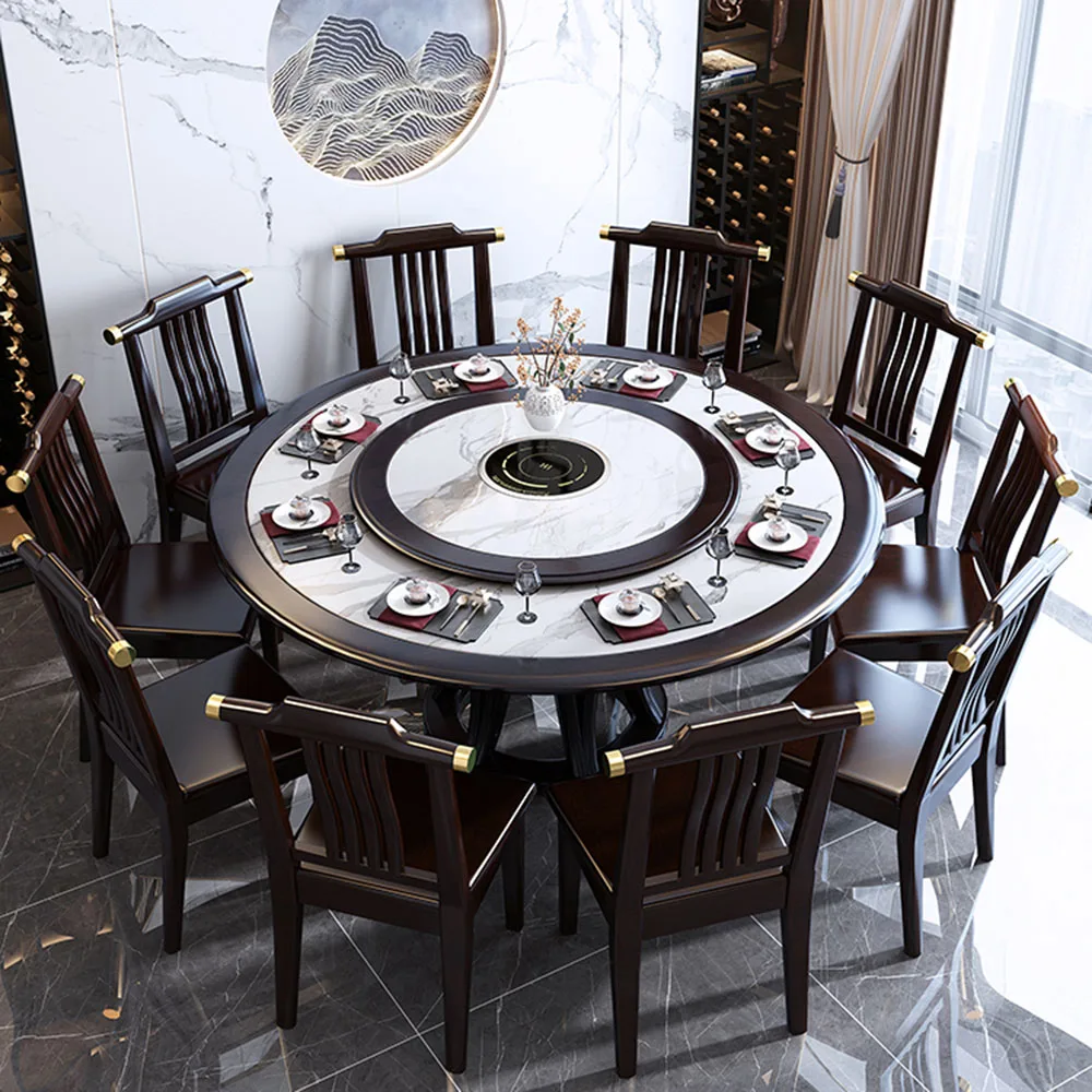 Wooden-Round-Dining-Table-Wooden-Restaurant-Center-Waterproof-Dining ...