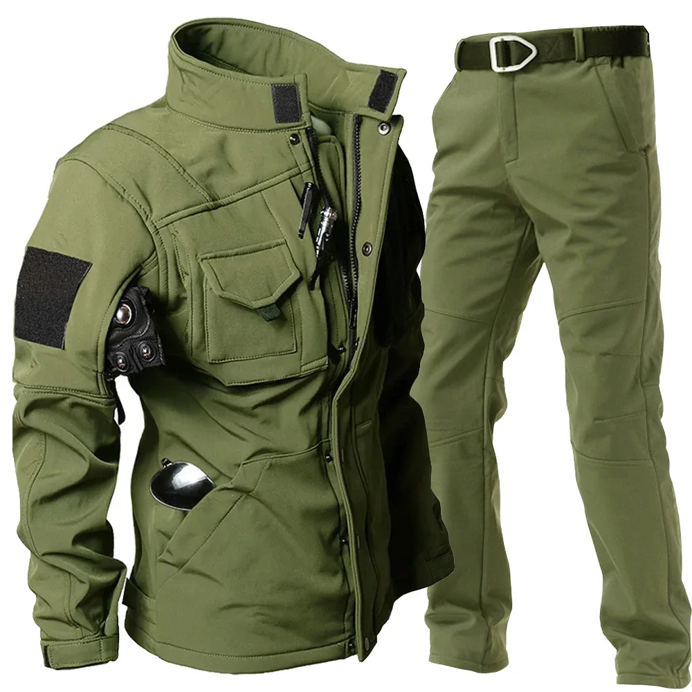 Winter-Jacket-and-Fleece-Pants-Sets-Men-Tactical-Windproof-Waterproof ...