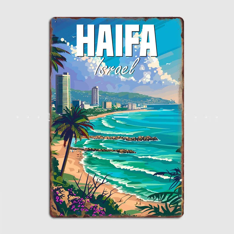 Travel-to-Haifa-Israel-Scenic-Spot-Vintage-Poster-Metal-Sign-Automobile ...