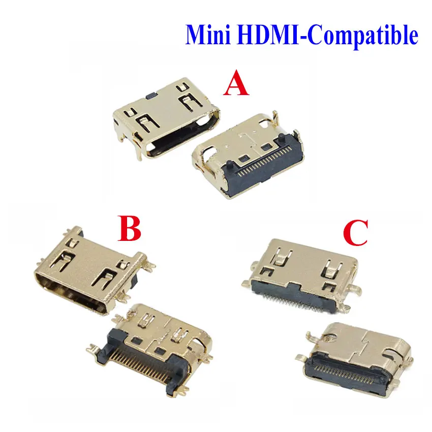 5PCS-Mini-HDMI-compatible-Female-Connector-SMD-19-pin-19P-Reflow ...