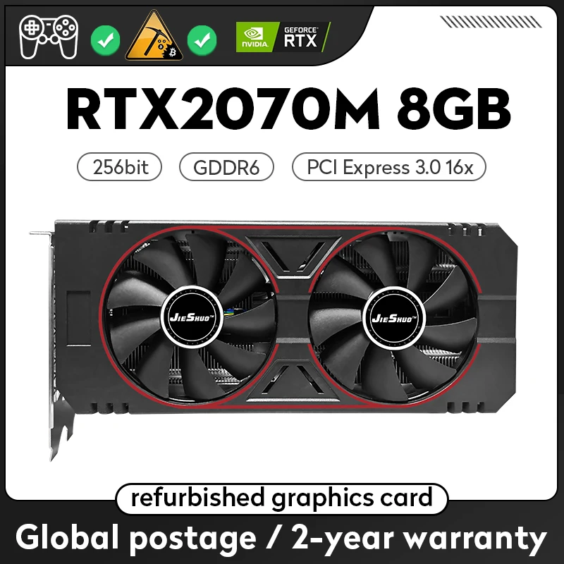 JIESHUO RTX2070 M Placa Gráfica RTX2070m 8G chip portátil Placa de ...