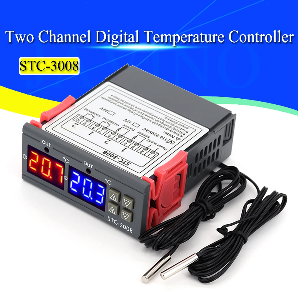 Dual-Digital-Temperature-Controller-Two-Relay-Output-Thermostat ...
