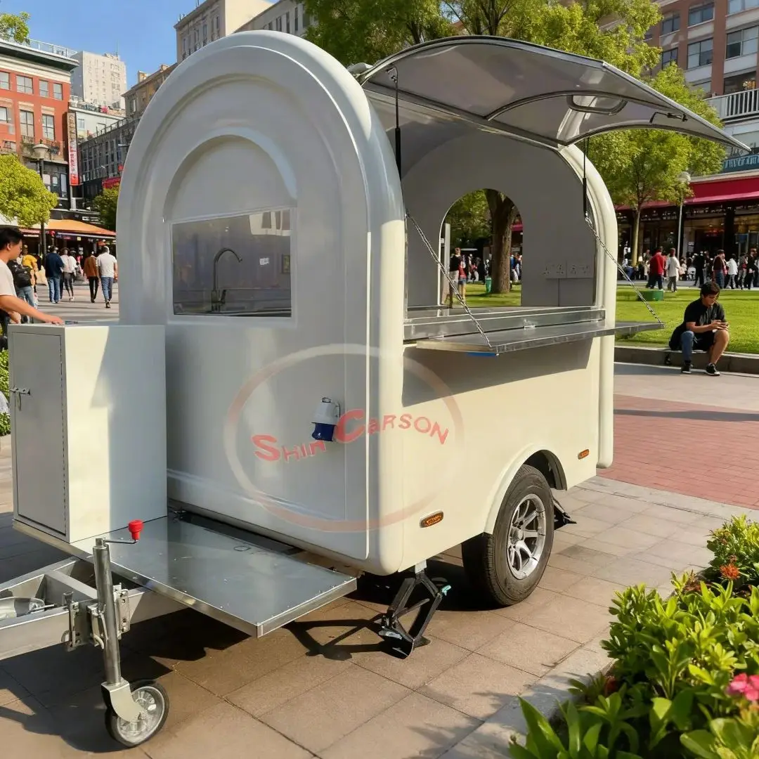Pink Fiberglass Food Trailer round Ice Cream Donut Coffee Snack Truck ...