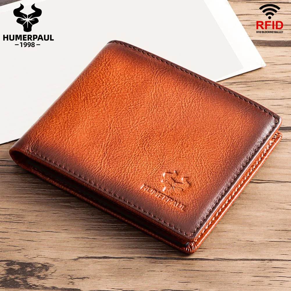 HUMERPAUL-Wallet-for-Men-Genuine-Leather-RFID-Blocking-Bifold-Stylish ...