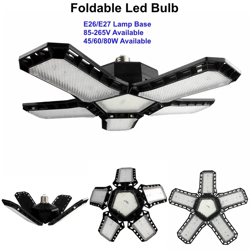 Foldable-Led-Garage-Lights-E26-E27-Lamp-Base-AC85-265V-45-60-80W ...