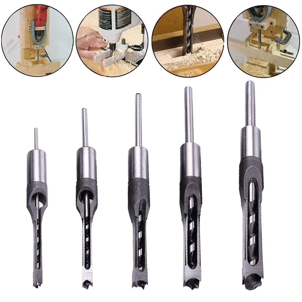 5pcs-set-Mortising-Chisel-Square-Hole-Drill-Bit-Cutting-Anti-Rust-High ...