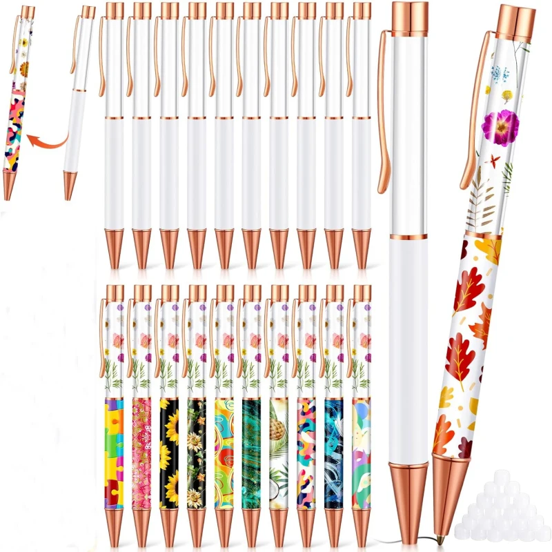 Stylos-de-sublimation-or-rose-blanc-avec-r-tr-cissement-stylos-ronds ...