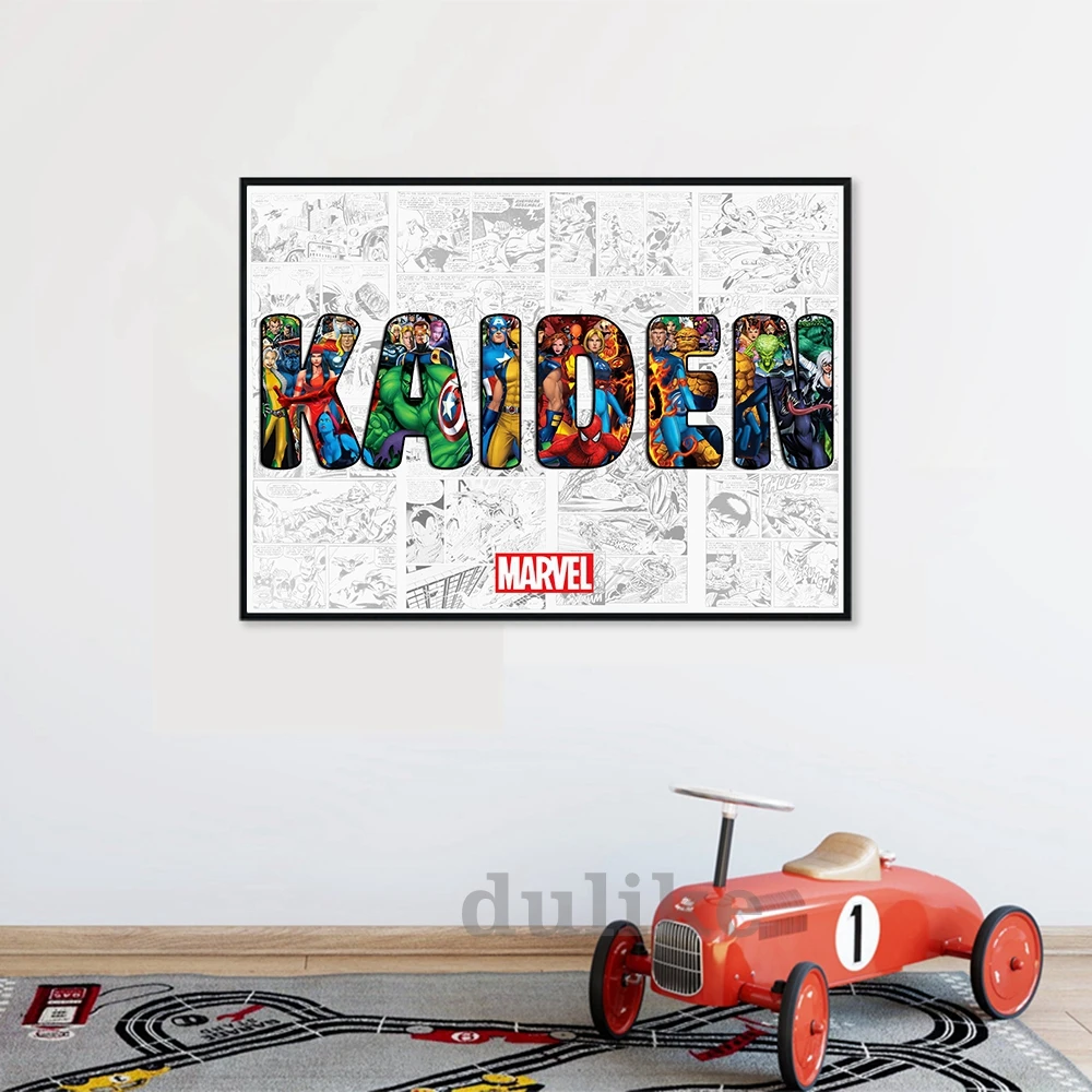 Personalized Marvel Name Word Art Print AVENGERS Character Poster ...