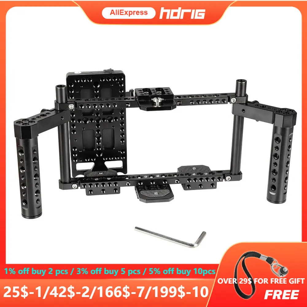 Hdrig Adjustable 7inch Camera Monitor Cage Rig With Dual Cheese Handle ...