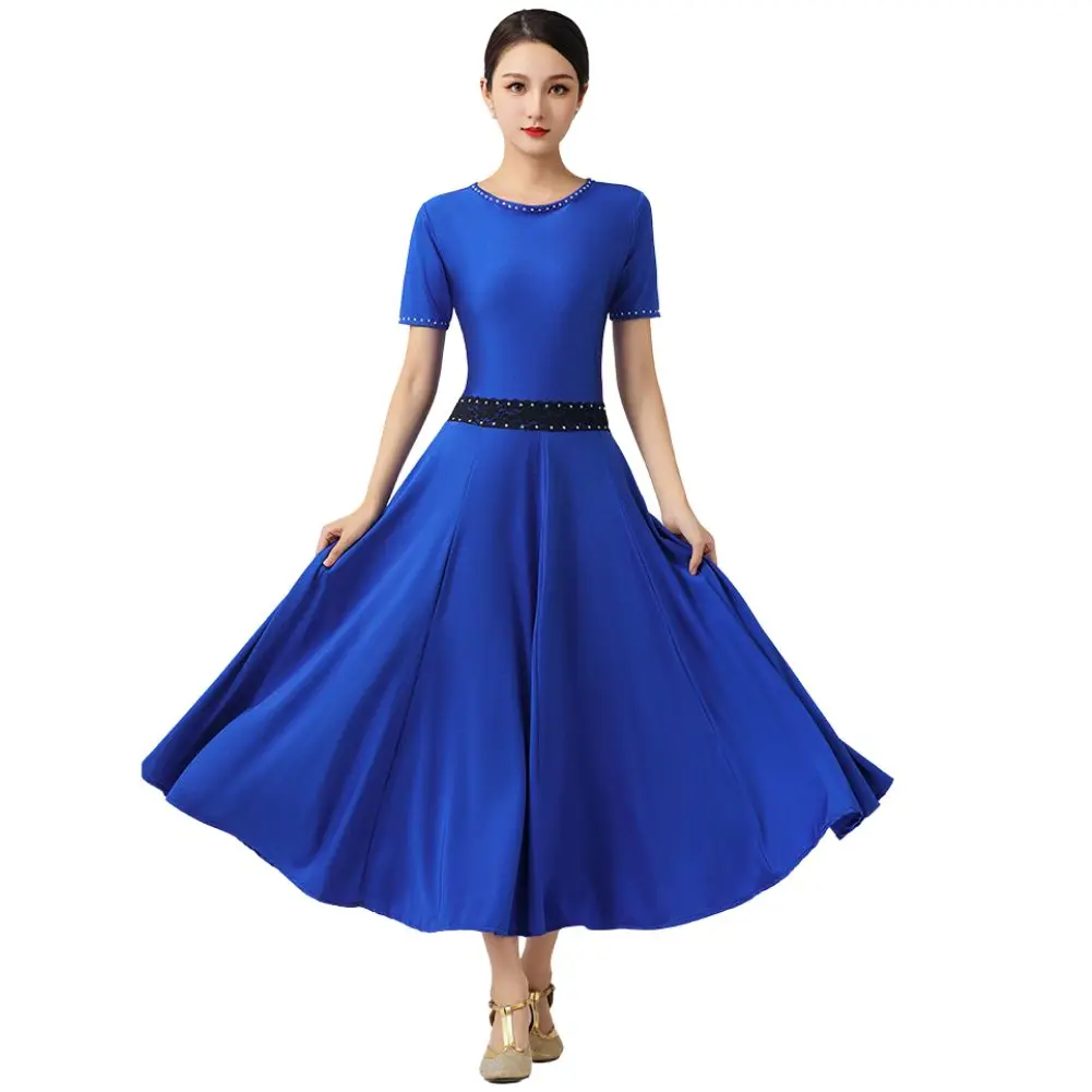 Ballroom-Competition-Dress-Short-Sleeves-Rhinestones-Dance-Wear-Modern ...