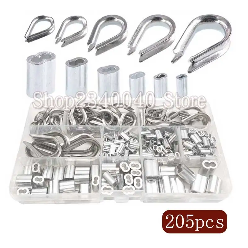 304-Stainless-Steel-Wire-Rope-Protective-Sleeve-Cable-Thimbles-Clamps ...