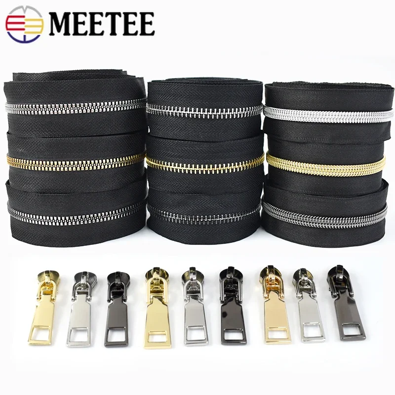 5-Metal-Nylon-Resin-Zipper-Tapes-with-Sliders-Zippers-Repair-Kit-Cloth ...