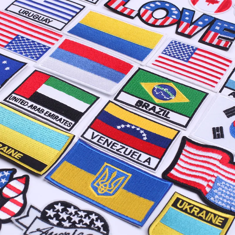 National Flag Patches Iron on UKRAINE RUSSIA USA UK KOREA Flag ...