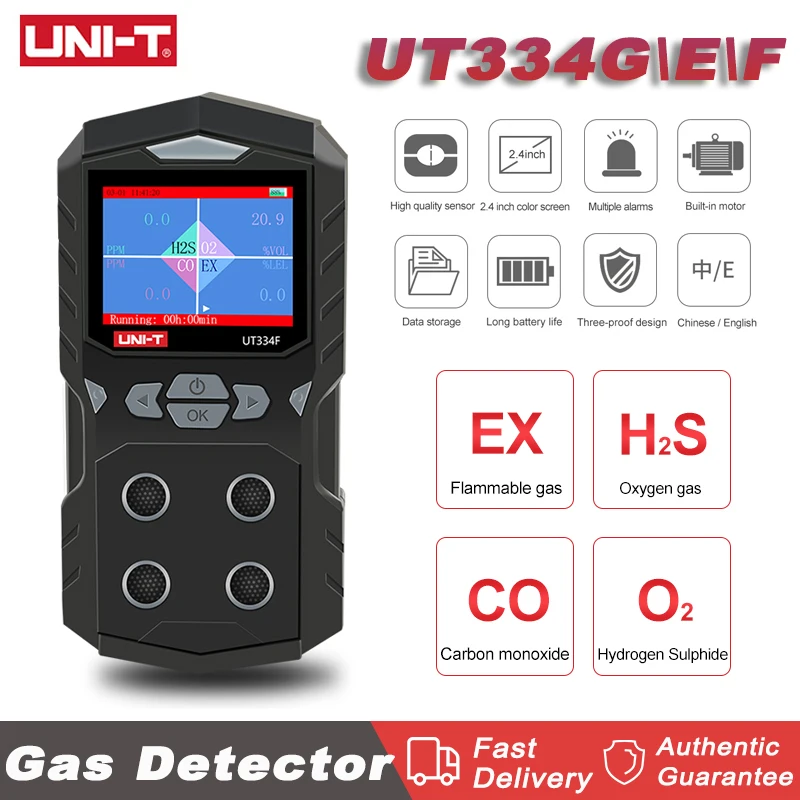 UNI-T-UT334E-UT334F-Gas-Leak-Detector-4-in-1-Sound-Alarm-Handheld ...
