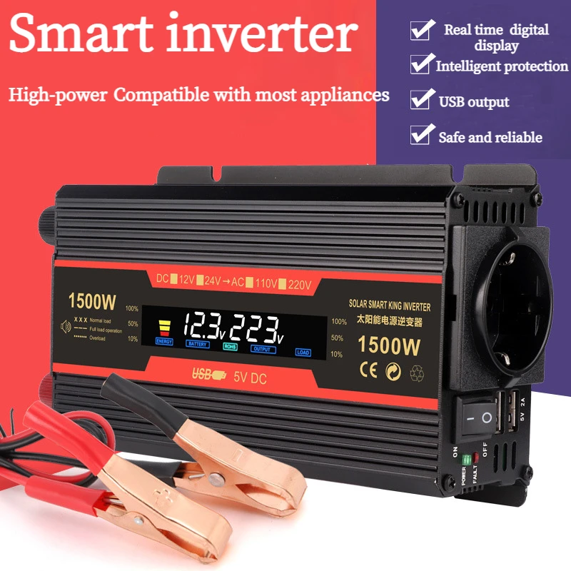 Car Inverter 12v 220v Power 500w/1500w/2000w Converter 2 Usb Eu Socket Webasto 12 Volts Auto ...