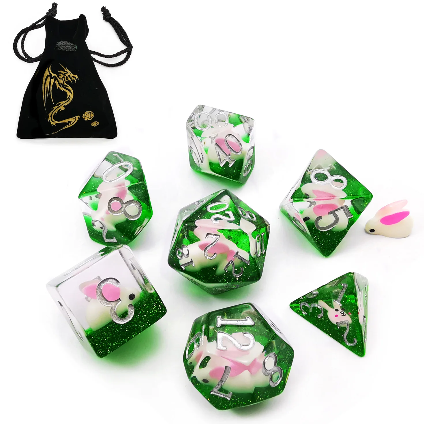 Bescon Oversized DND Animal Dice Set of Rabbit, Giant 7pcs Rabbit ...