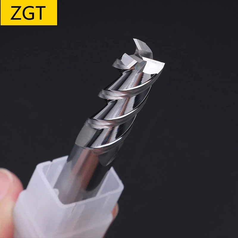 ZGT Cutting Aluminum Copper Woods CNC Cutter HRC55 3 Flute Tungsten ...