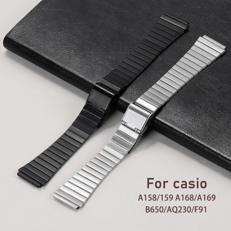 Vintage-steel-Watch-strap-For-Classic-Small-Square-Block-for-Casio-F ...