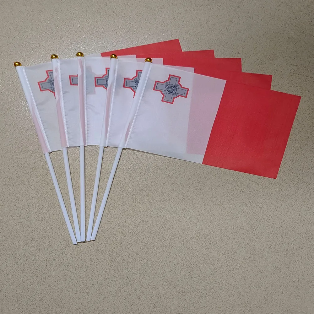 KAFNIK 5pcs Malta Hand Waving Flag 14*21cm Polyester Malta Hand Flag ...