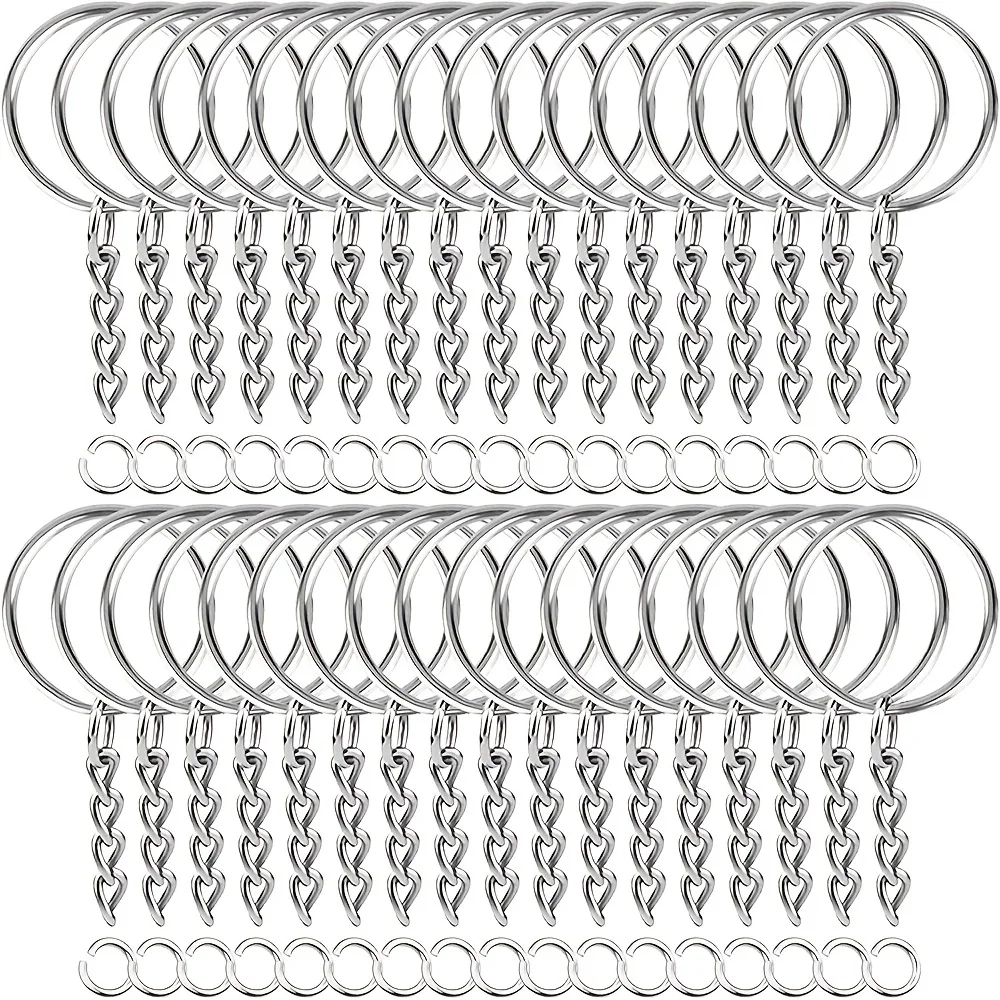 30pcs-Silver-Plated-Metal-Blank-Keyring-Keychain-Split-Key-Ring-with ...