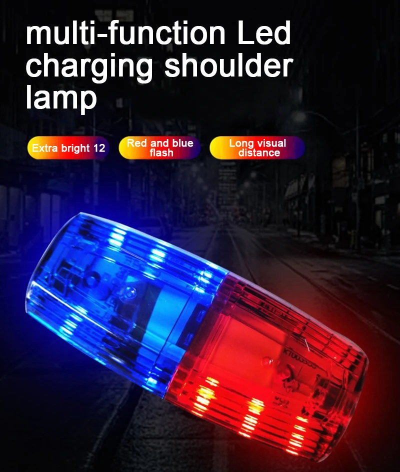 LED-Red-Blue-Shoulder-Police-Light-with-Clip-USB-Charging-Flashing ...