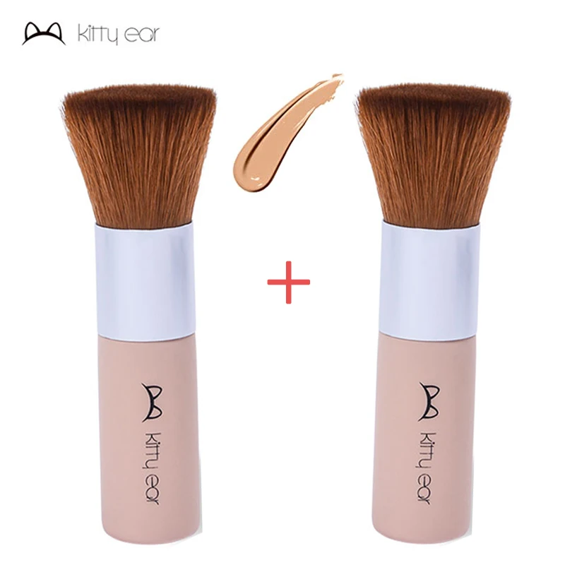 Juego de brochas de maquillaje Kabuki de 2 piezas, Mini brocha plana de ...