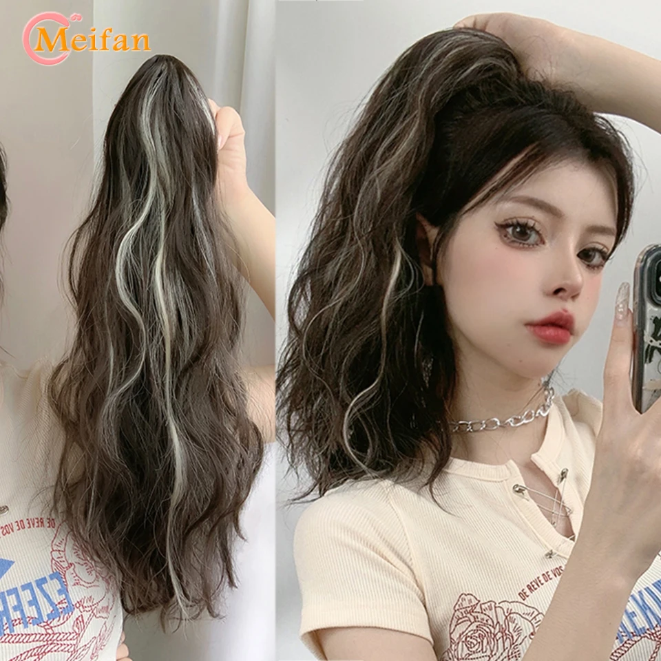 MEIFAN-Synthetic-Long-Wavy-Curly-Claw-Clip-On-Ponytail-Hair-Extension ...