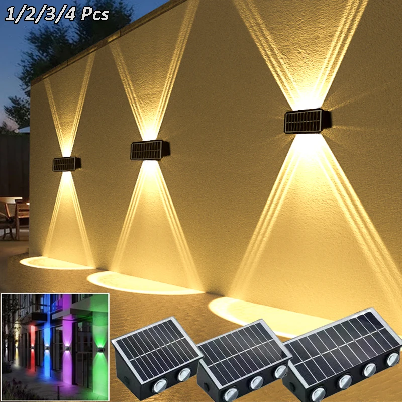 4-6-8LED-Solar-Wall-Spotlight-Outdoor-Upper-And-Lower-Lighting-Solar ...