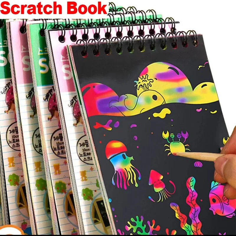 Kit de dessin,Bloc-notes de peinture à gratter pour enfants,jouets de ...