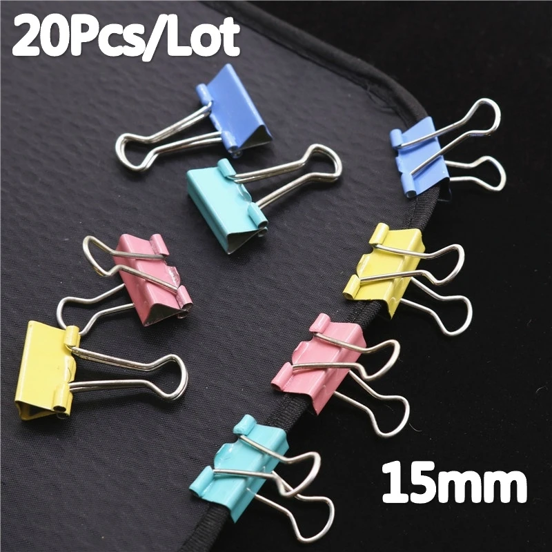 20X Black Metal Binder Clips 15mm Notes Letter Paper Clip Office ...