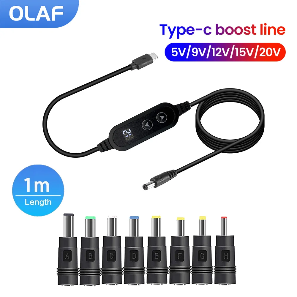 Type C Power Boost Cable Type C to DC 5V/9V/12V/15V/20V 8 Adapters WiFi ...