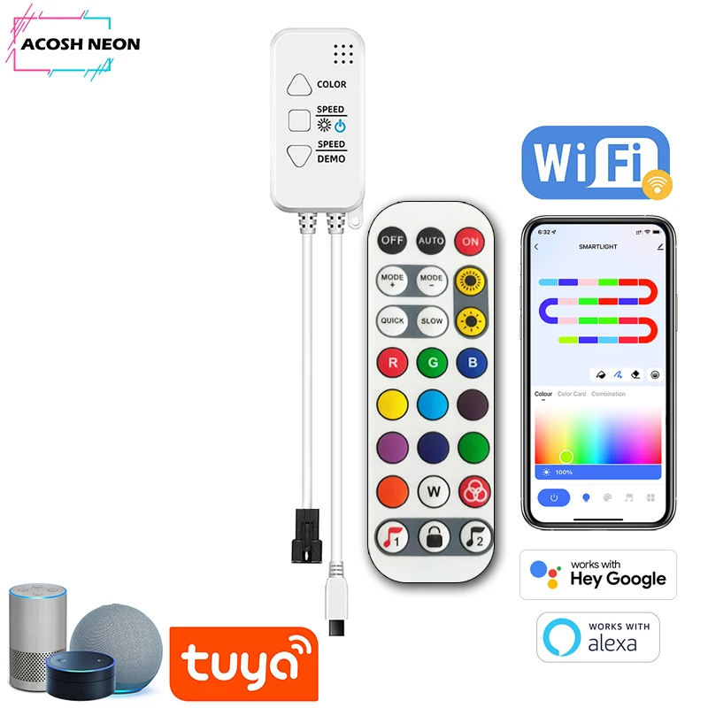 Tuya controlador endereçável com 24 teclas de controle remoto rgb ...