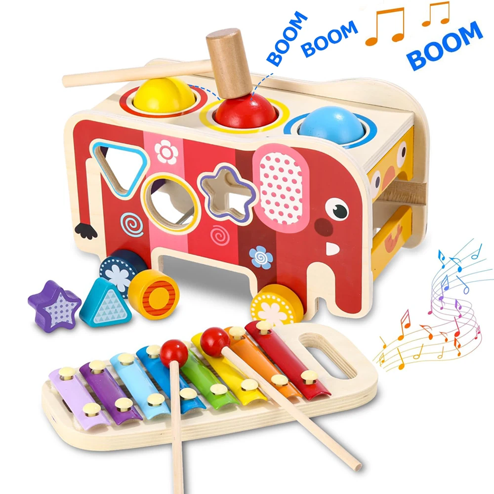 Wooden-Musical-Percussion-Xylophone-Montessori-Toys-Ball-Drop-Durable ...