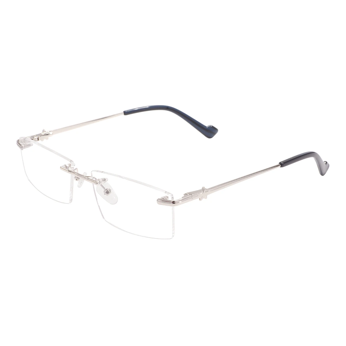 Metal-Rectangular-Rimless-Glasses-Frame-With-Spring-Hinge-For ...