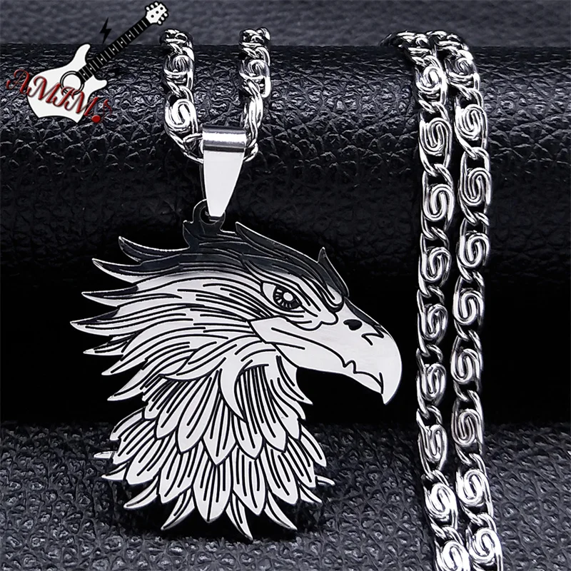 Gothic Egypt Eagle Head Pendant Necklace for Men Stainless Steel Animal ...