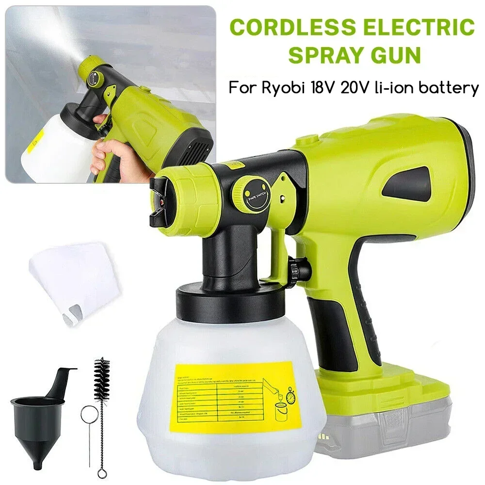 Cordless Electric Spray Gun with 3 Spray Patterns For Ryobi 18V Battery ...