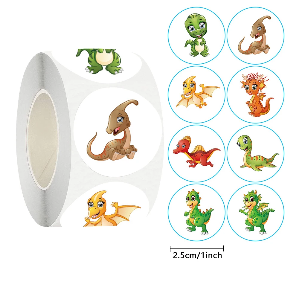 50-100-500pcs-1-inch-Cartoon-Dinosaur-Stickers-Seal-Label-Photo-Album ...