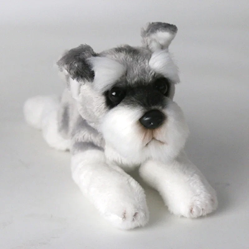 Kawaii Lying Pose Schnauzer Dog Plush Toy Small Soft Simulation Kids ...