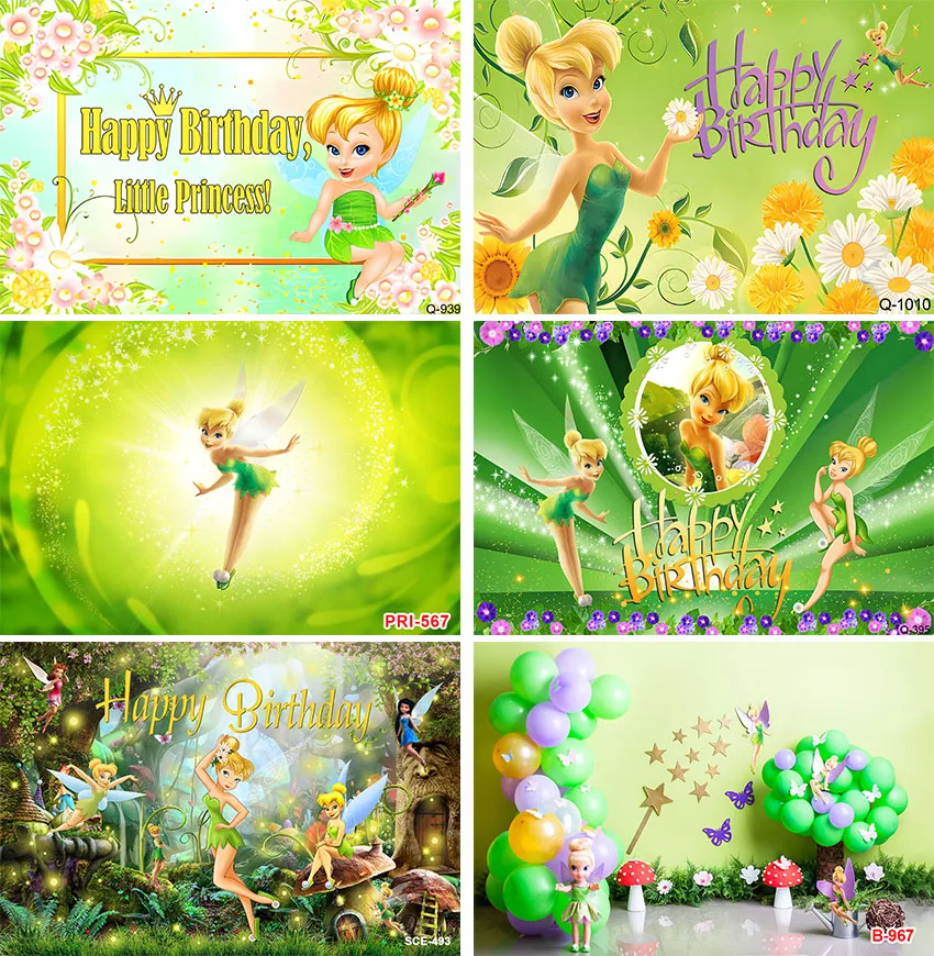 Fairy-Backdrop-para-Tinkerbell-Theme-Party-Green-Photo-Background-Cake ...